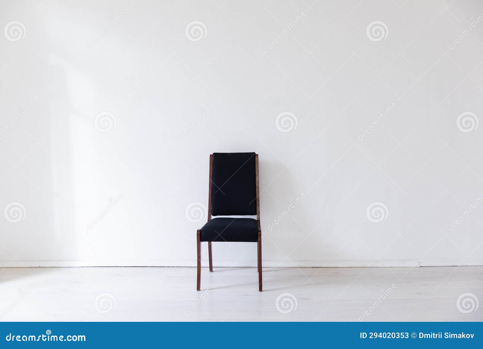 Black Chair on White Background Interior Stock Image - Image of light ...