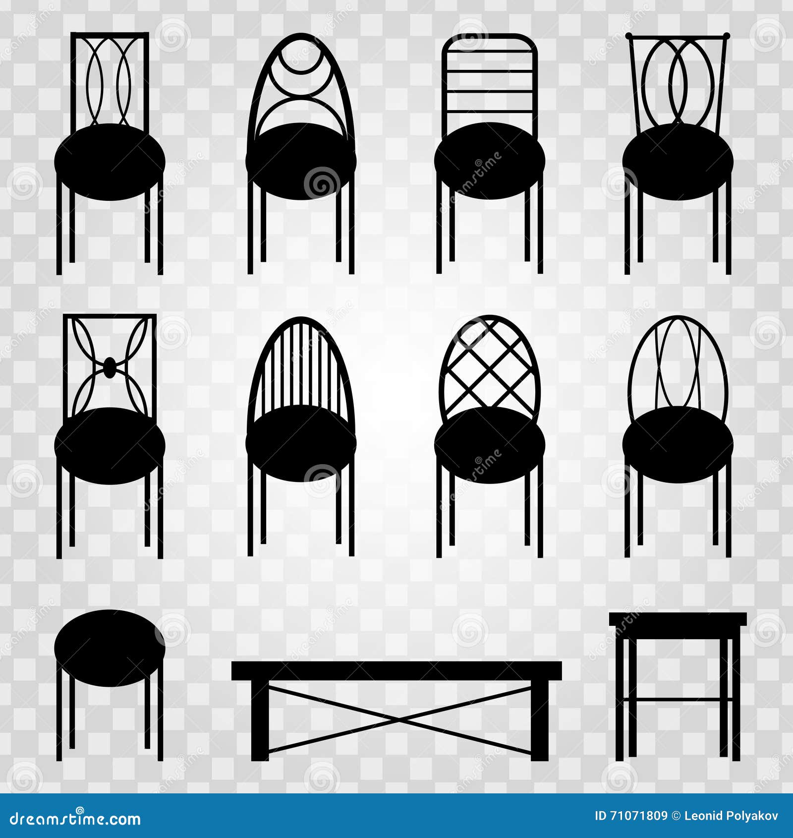 Chairs Collection. Front View Elegant Furniture For Home Modern Style ...