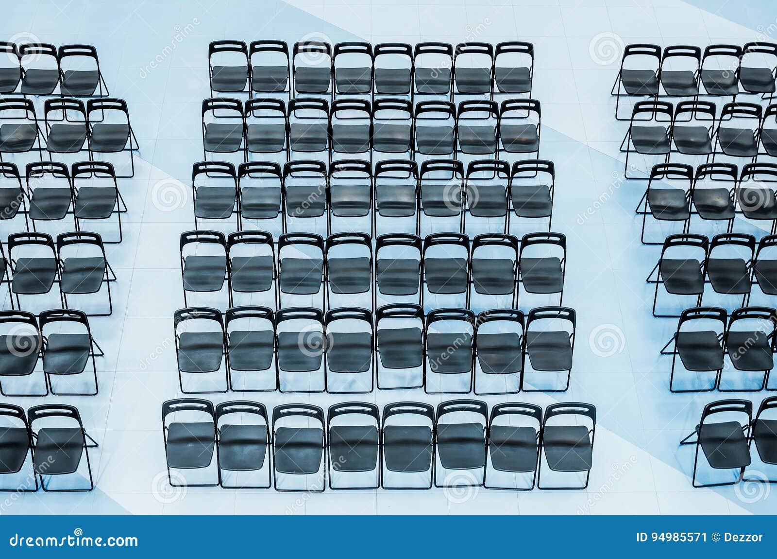 Black Chairs Set in the Audience, Top View. Stock Image - Image of ...