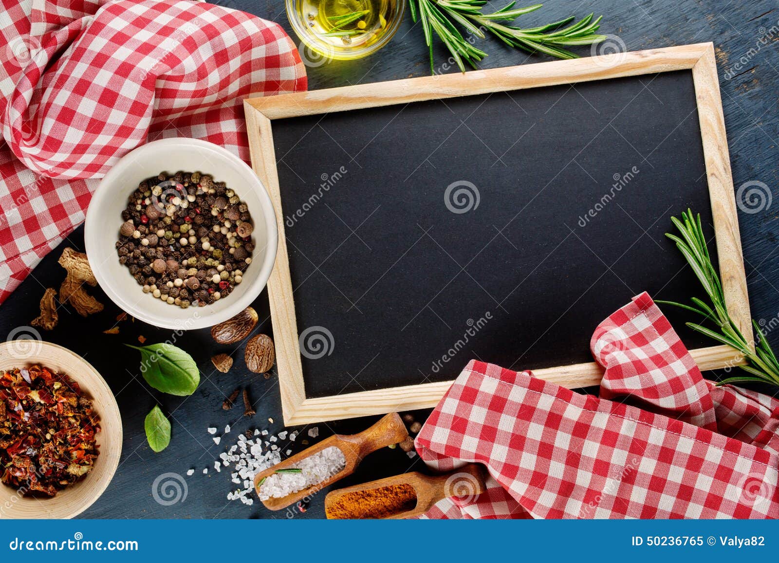 Black Chalk Board and Spices. Stock Image - Image of oriental, chili ...