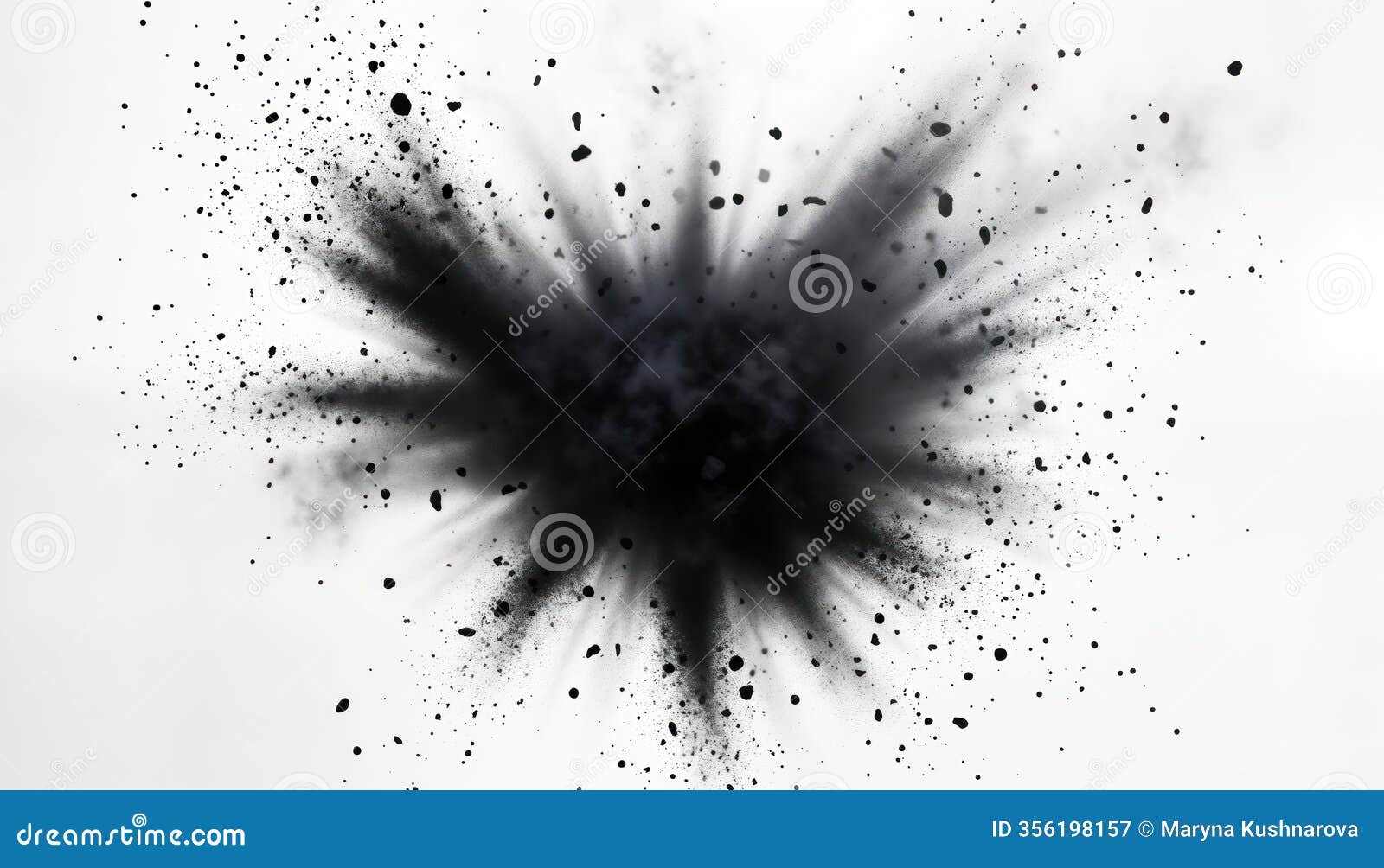 Black Chalk Particles Explode Outward in Dynamic Burst Against Plain ...