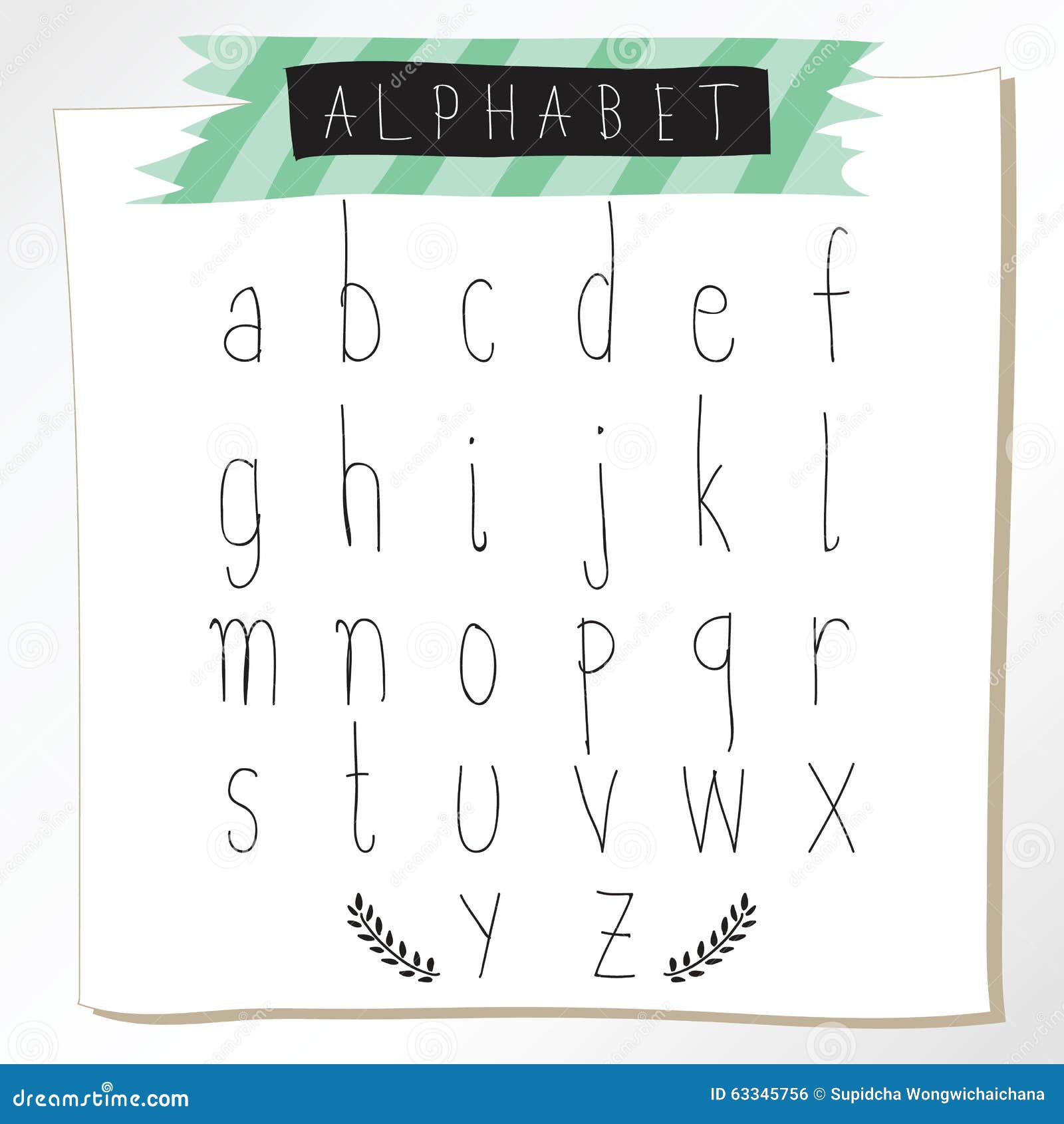 Black Chalk Pencil Alphabet Lowercase Letters.Hand Drawn Written Stock ...