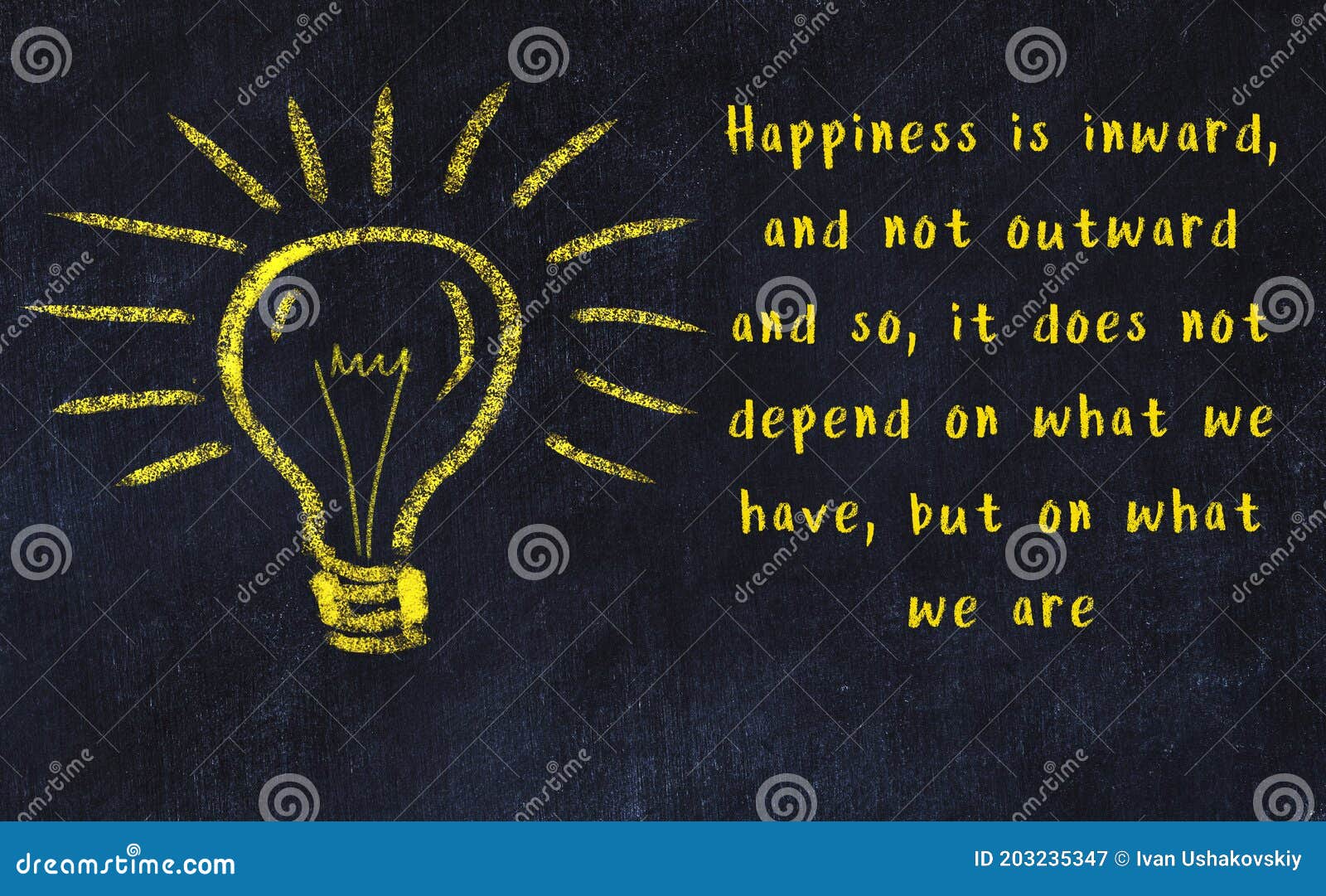 Black Chalkboard with a Bulb Sketch and Smart Quote Stock Illustration ...