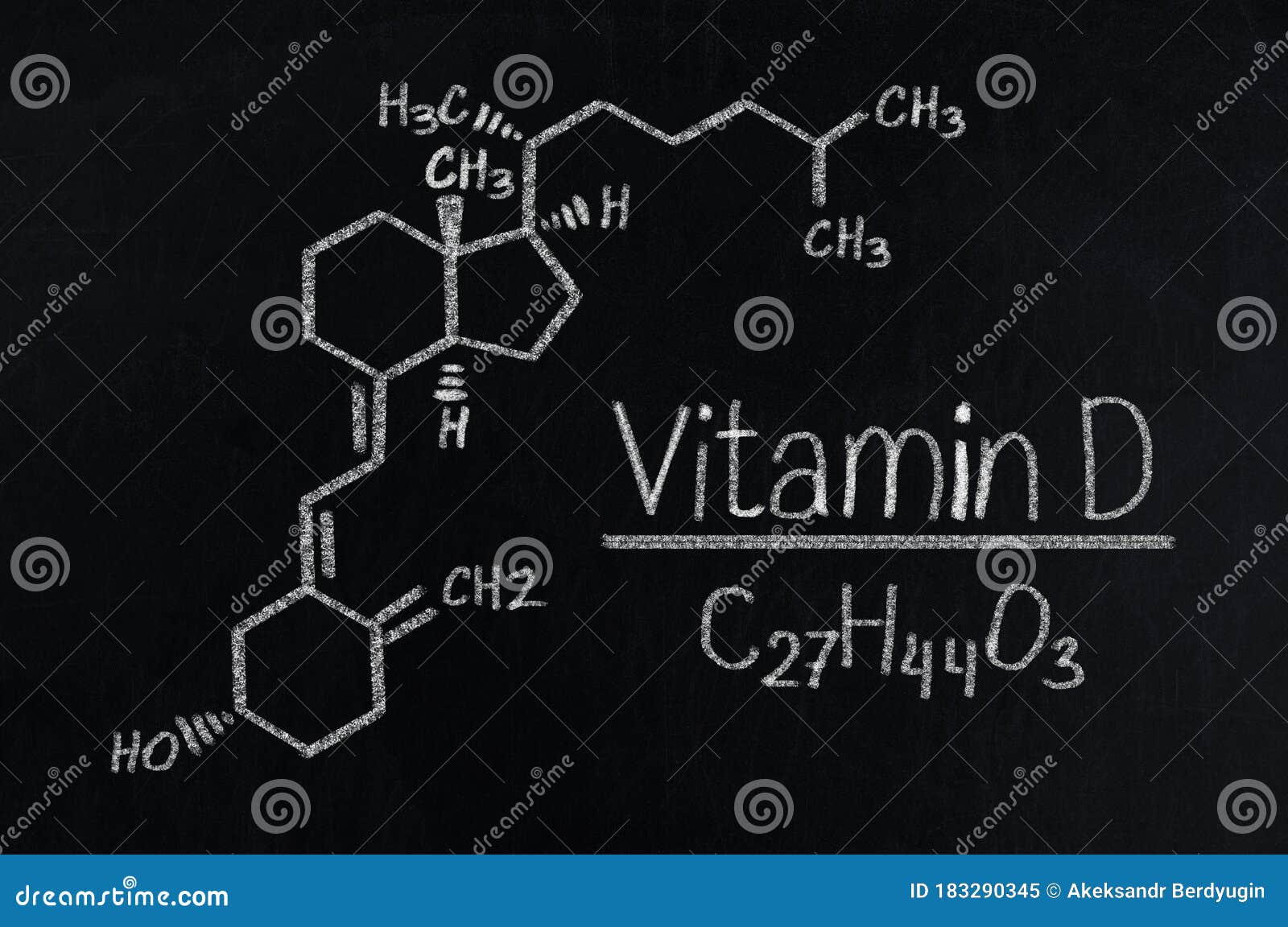 Black Chalkboard with the Chemical Formula of Vitamin D Stock ...