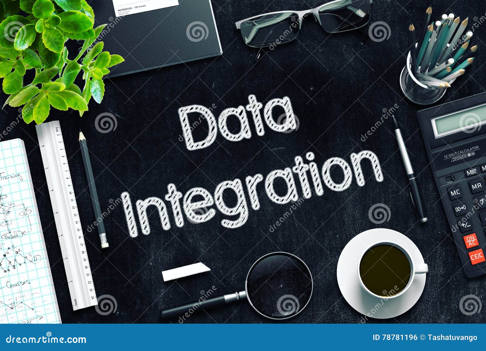 Black Chalkboard with Data Integration. 3D Rendering. Stock Photo ...