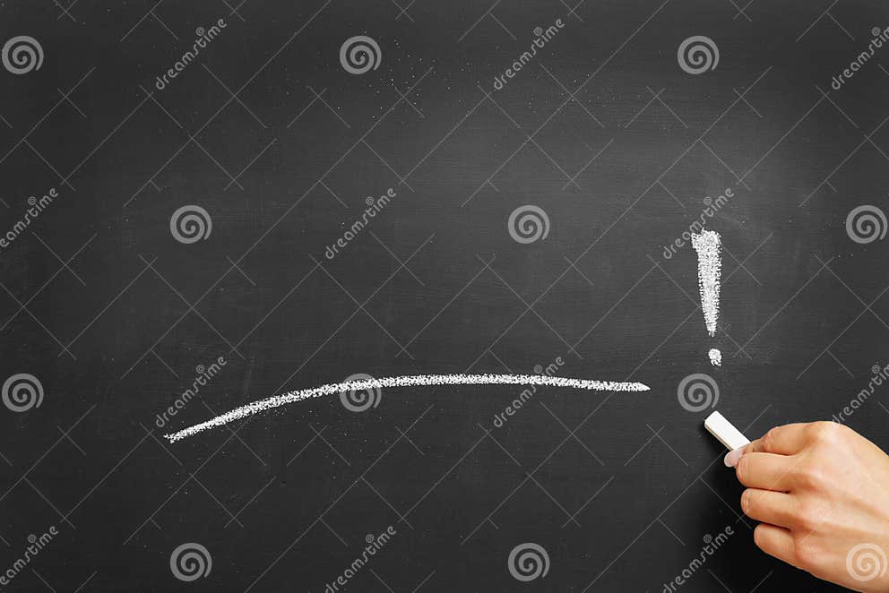 Black Chalkboard with Exclamation Mark Stock Image - Image of high ...
