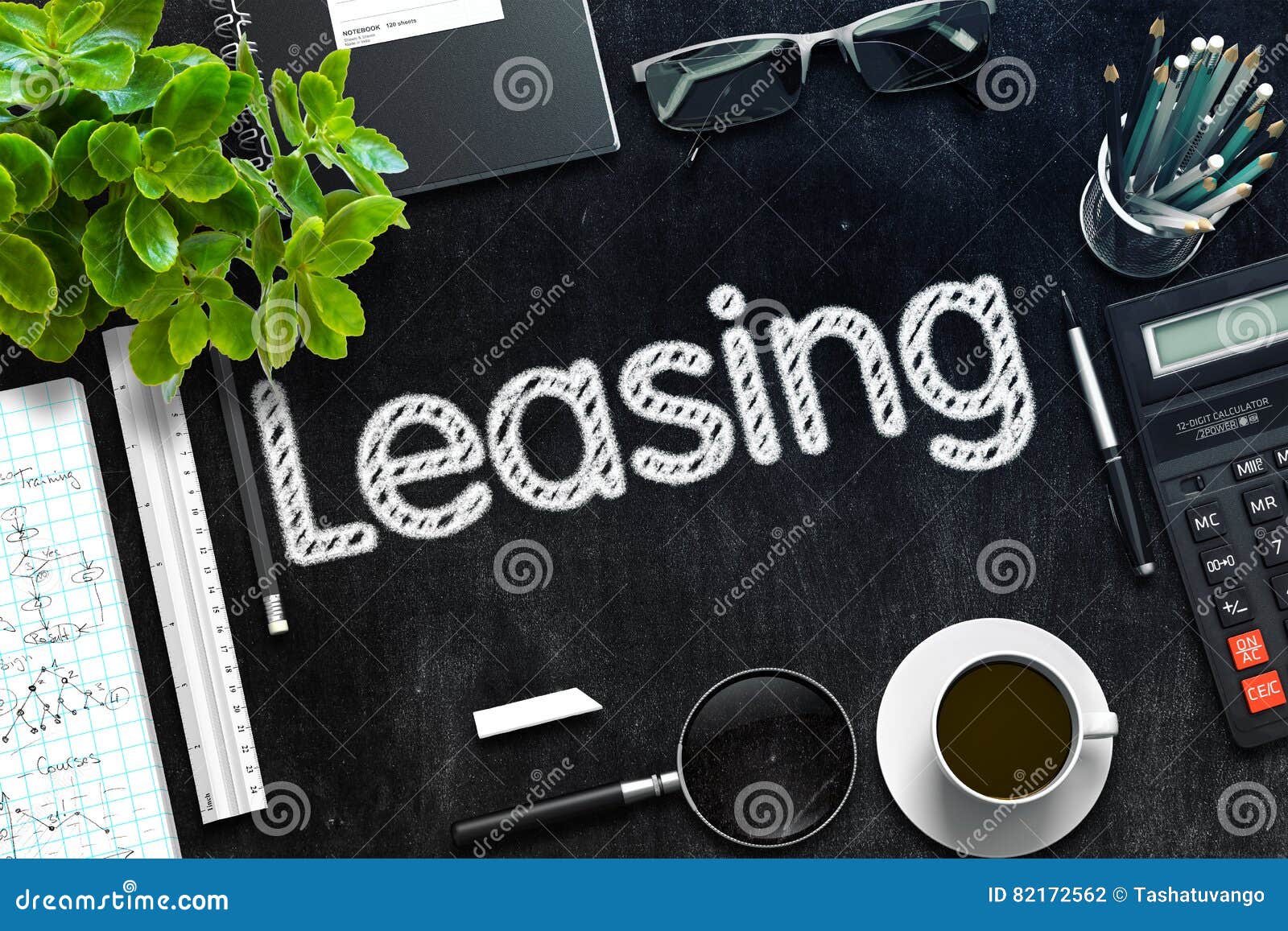 Black Chalkboard with Leasing. 3D Rendering. Stock Illustration ...