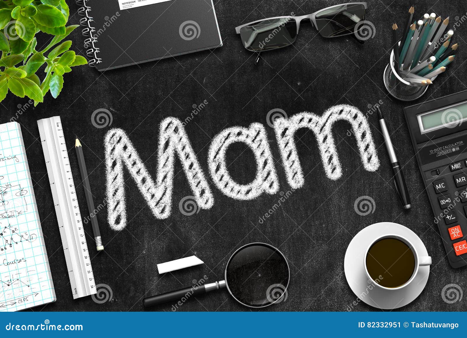 Black Chalkboard with Mam. 3D Rendering. Stock Illustration ...
