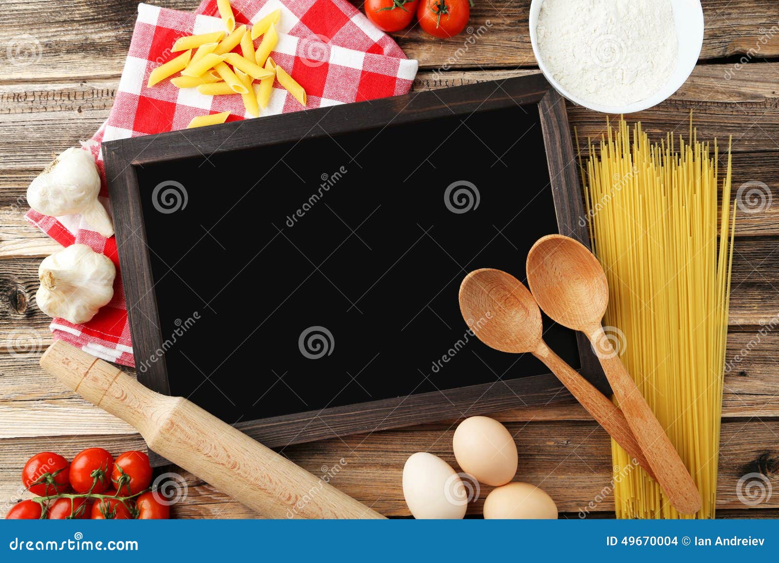 Black Chalkboard for Menu on Brown Wooden Background Stock Photo ...
