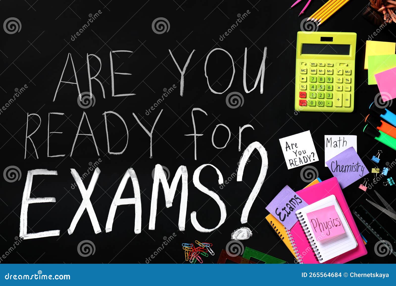 Black Chalkboard with Phrase are You Ready for Exams and Different ...