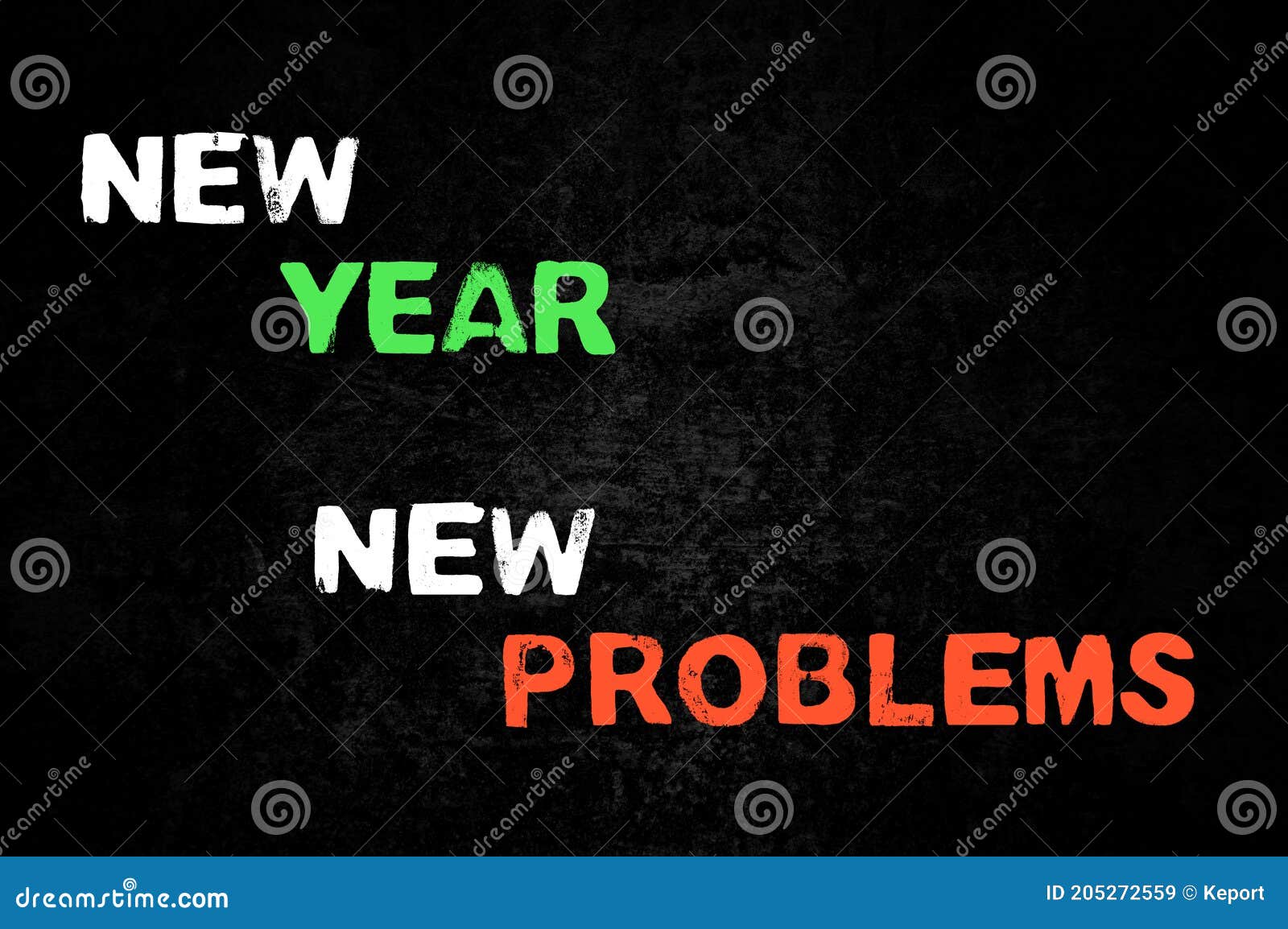 Black Chalkboard Showing: New Year - New Problems Stock Illustration ...