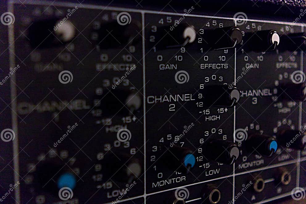 Black Channel Knobs on a Control Board Stock Photo - Image of studio ...