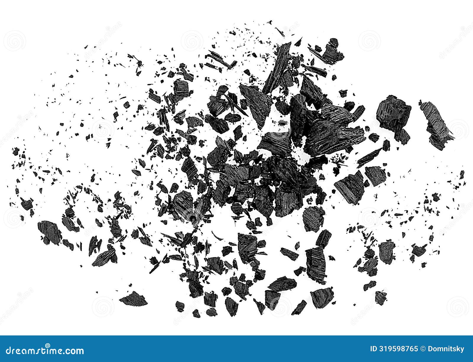 Black Charcoal Particles on White Background, Top View. Charcoal Dust ...