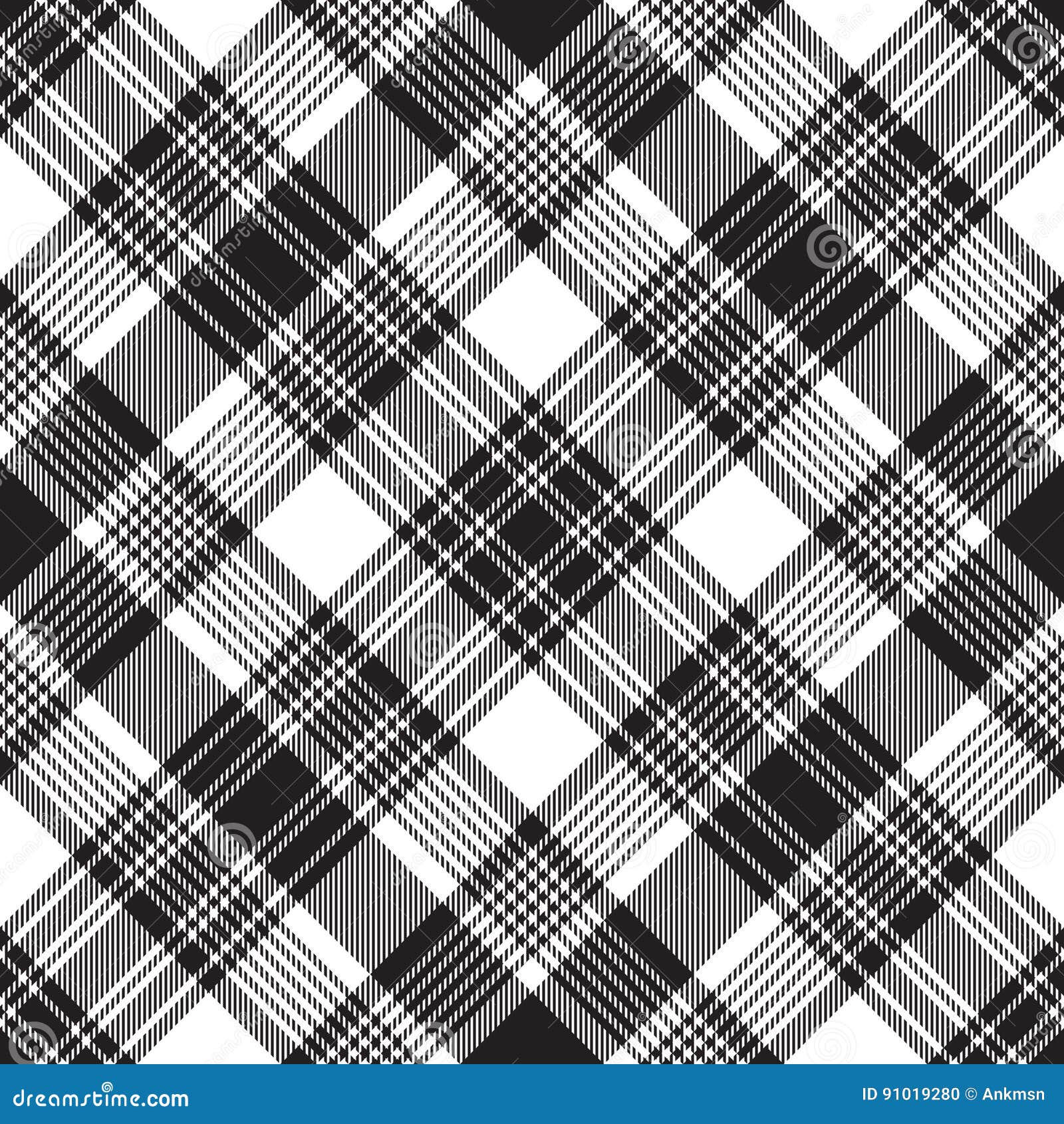 Black Check Diagonal Plaid Seamless Pattern Stock Vector - Illustration ...