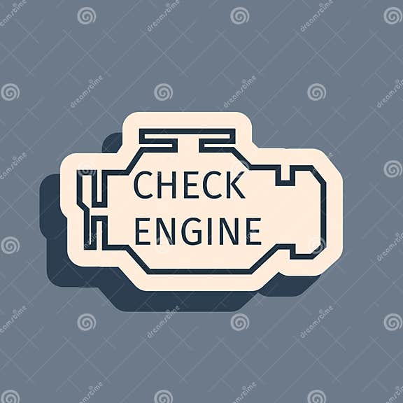 Black Check Engine Icon Isolated on Grey Background. Long Shadow Style ...