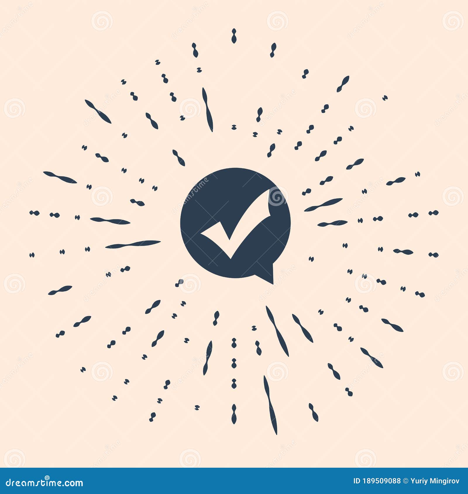 Black Check Mark in Circle Icon Isolated on Beige Background. Choice ...