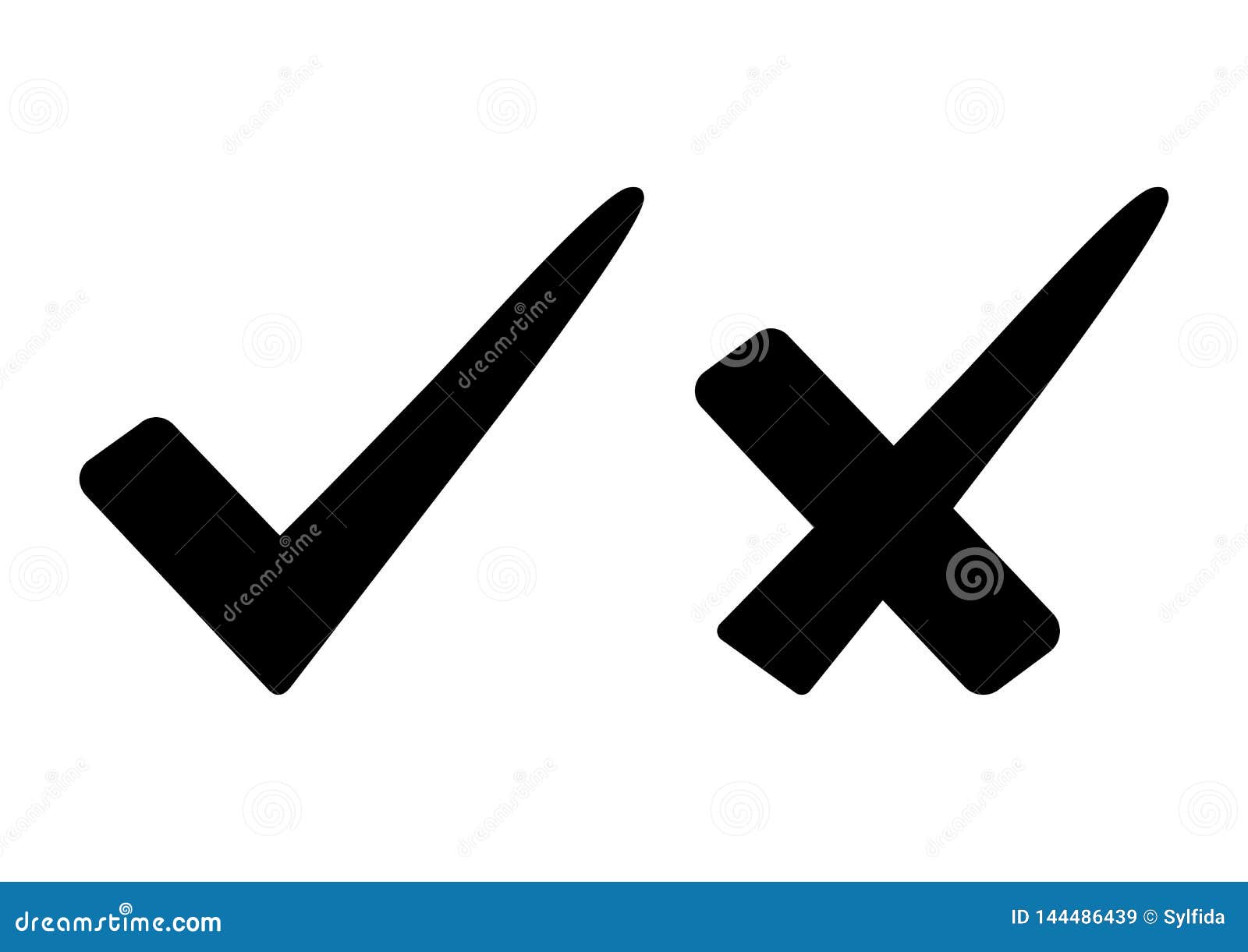 Black Check Mark and Cross. Right and Wrong Stock Illustration ...