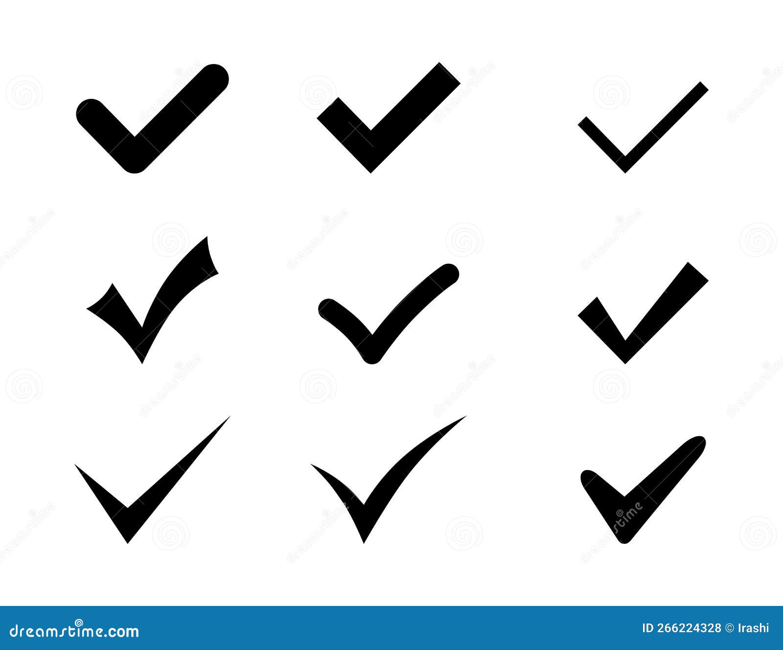 Black check mark icon set stock vector. Illustration of sign - 266224328