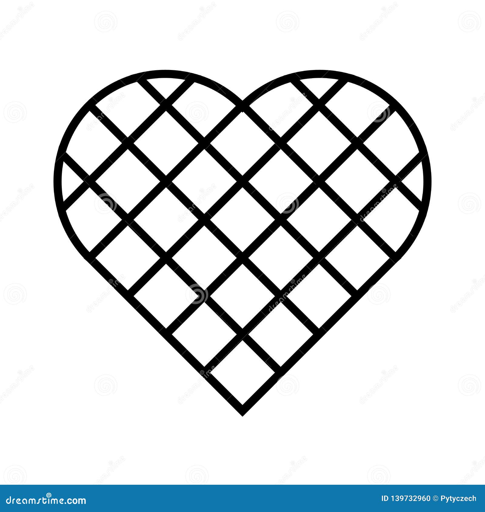 Black Checkered Heart. Square Grid in Diagonal Arrangement Stock Vector ...