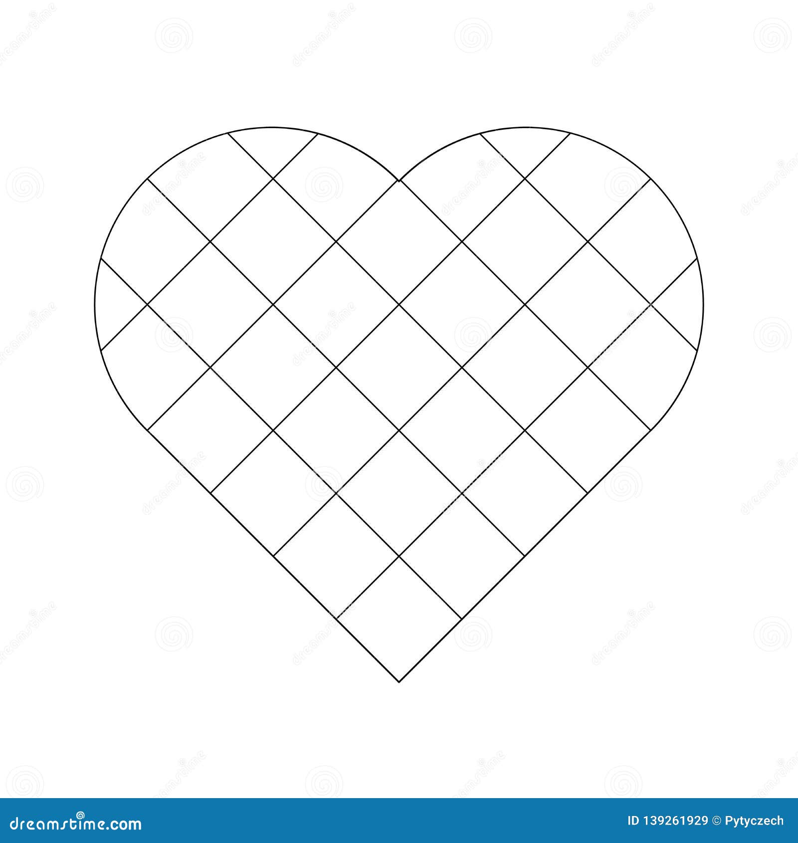 Black Checkered Heart. Square Grid in Diagonal Arrangement Stock Vector ...