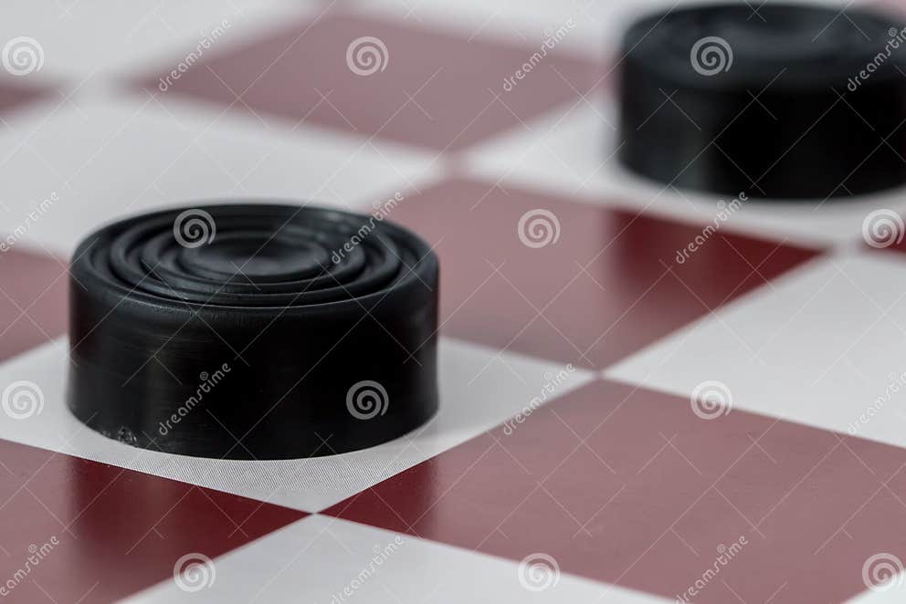 Black Checkers Close-up on Gaming Board Stock Photo - Image of compete ...