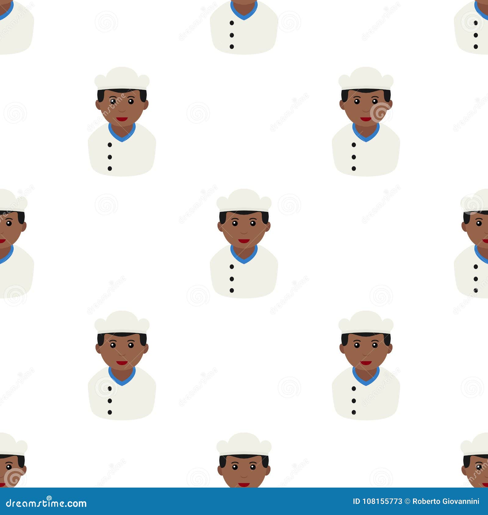 Black Chef Avatar Icon Seamless Pattern Stock Vector - Illustration of ...