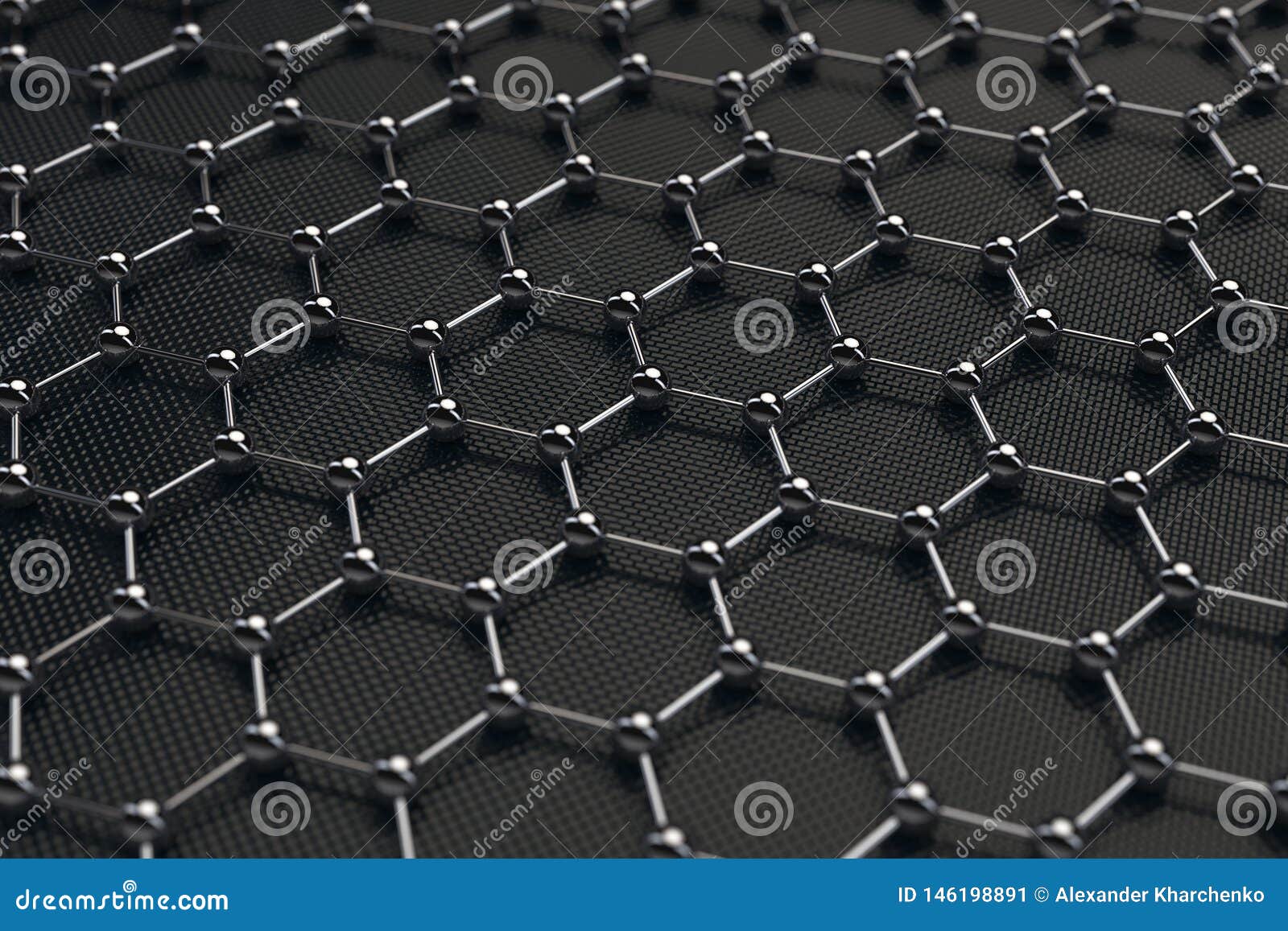 Black Chemistry Abstract Hexagonal Metal Molecule Background Texture ...