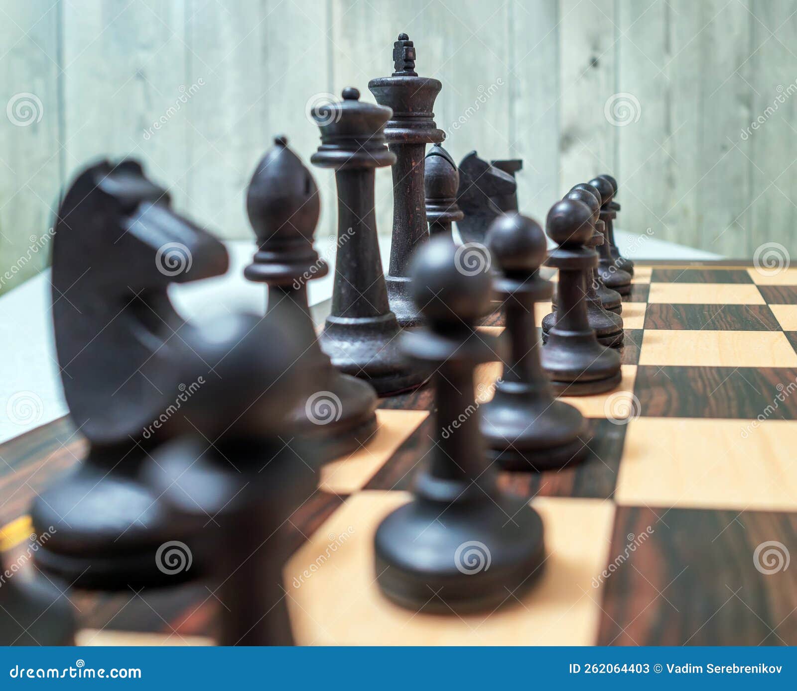 Black Chess King Standing in a Rows of White Pieces on a Chessboard ...