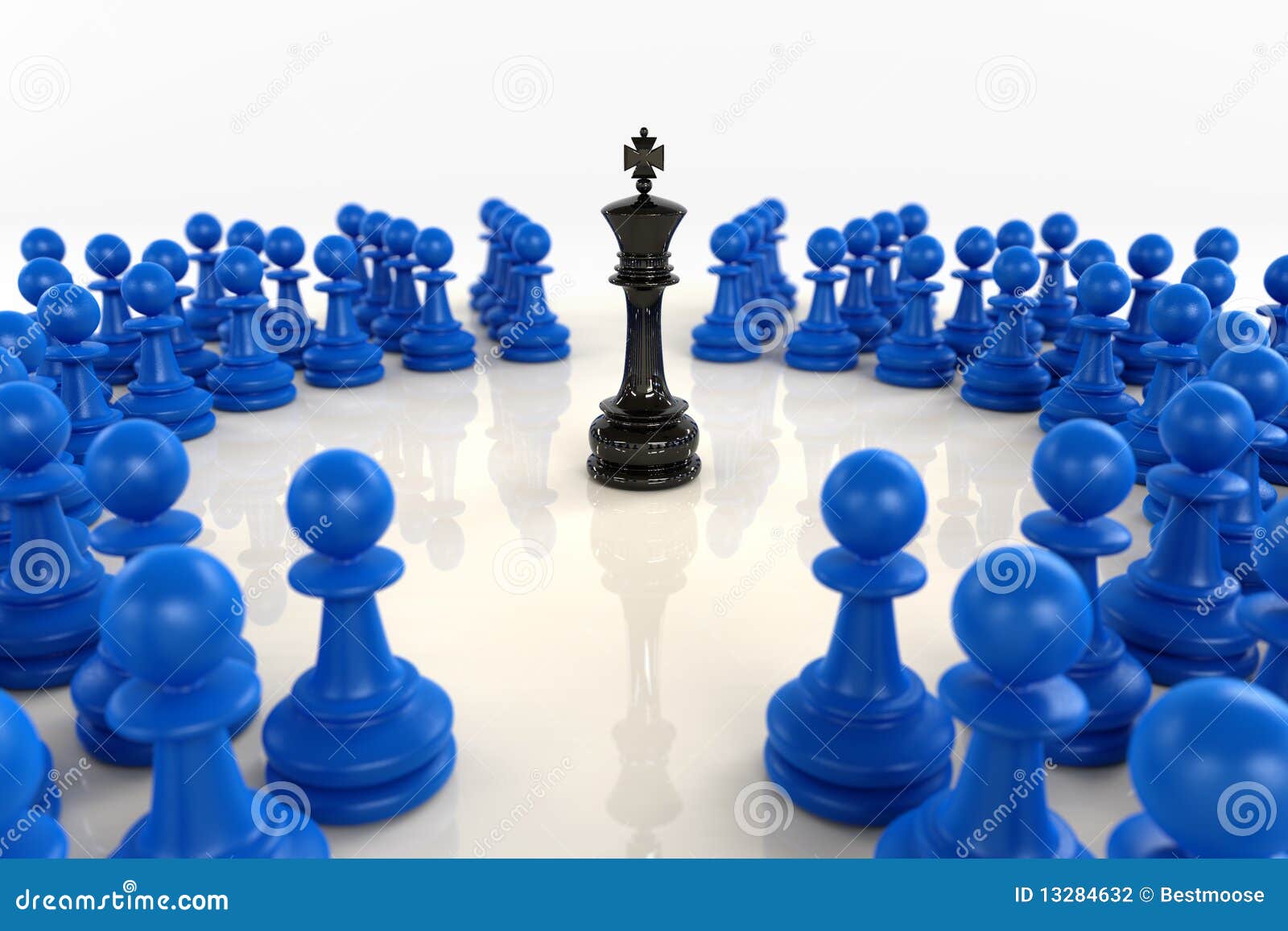 Black Chess King Surrounded by Blue Pawns Stock Illustration ...