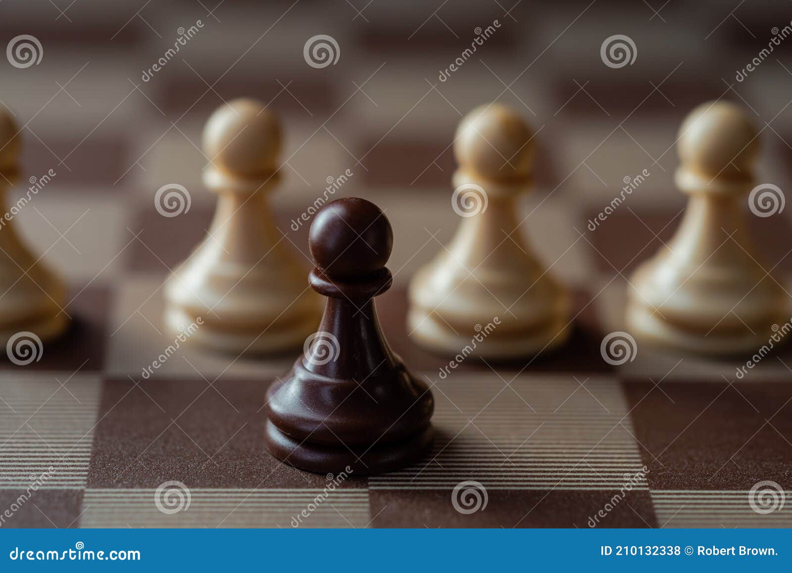 Black Chess Pawn in Front of White Pawn ,concept Different or Standing ...