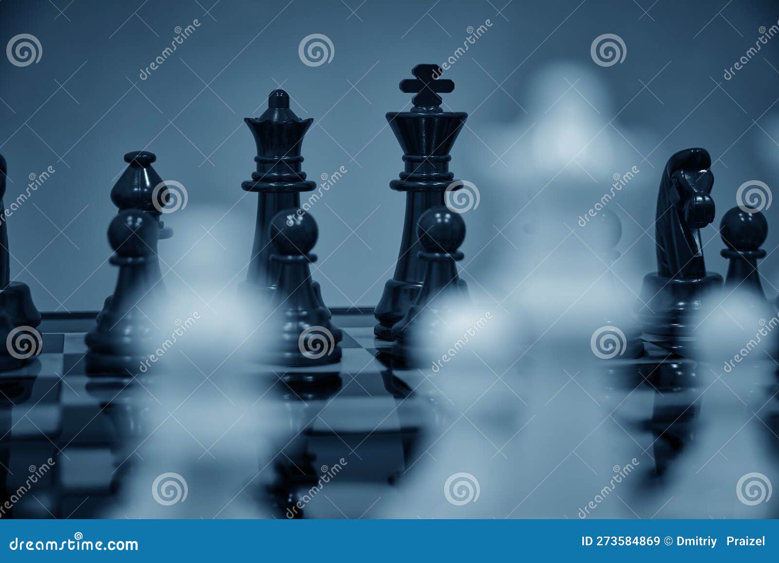 Black Chess Pieces Background White Blurred Chess Pieces Standing ...