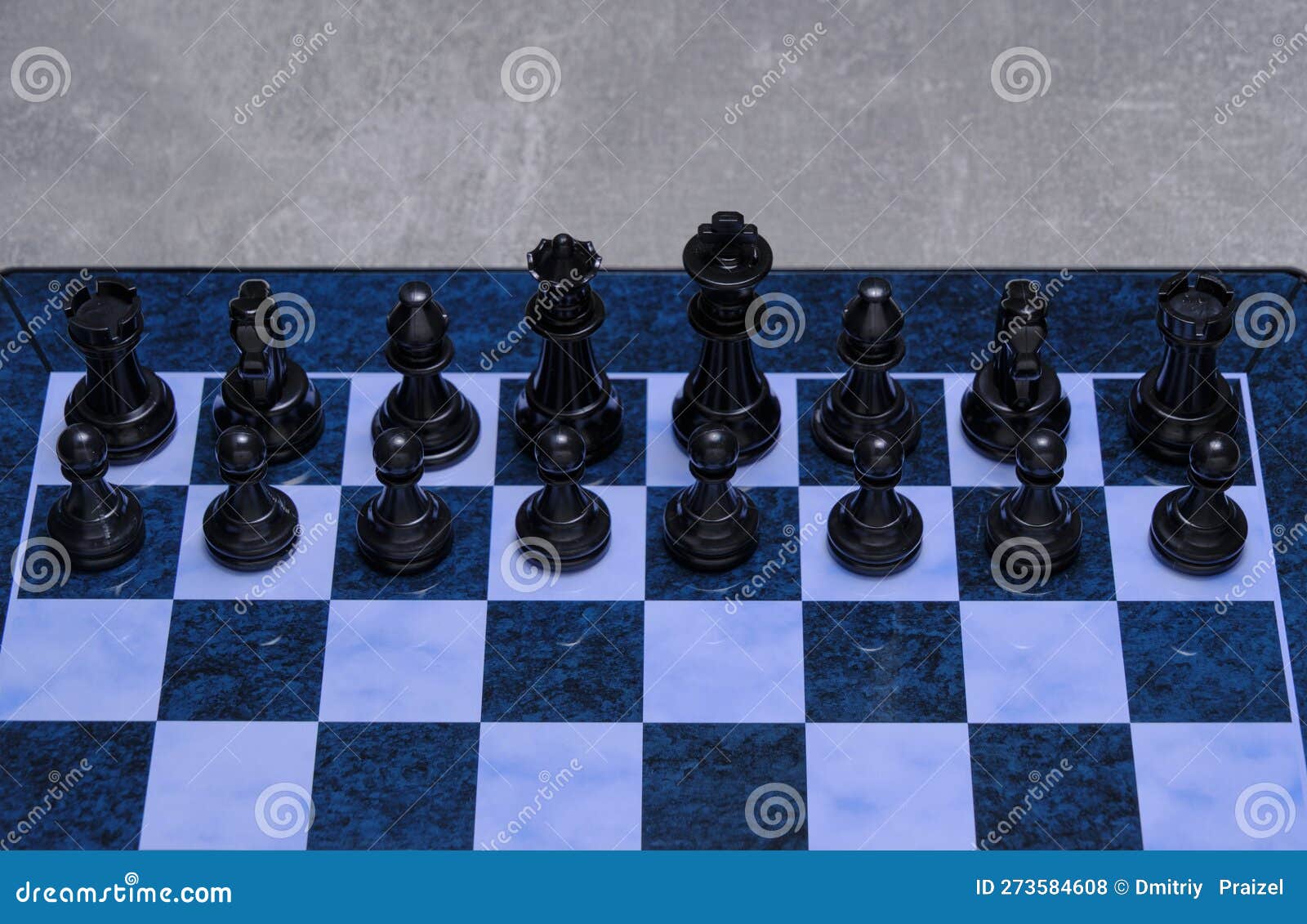 Black Chess Pieces Chessboard with Gray Background. Stock Photo - Image ...