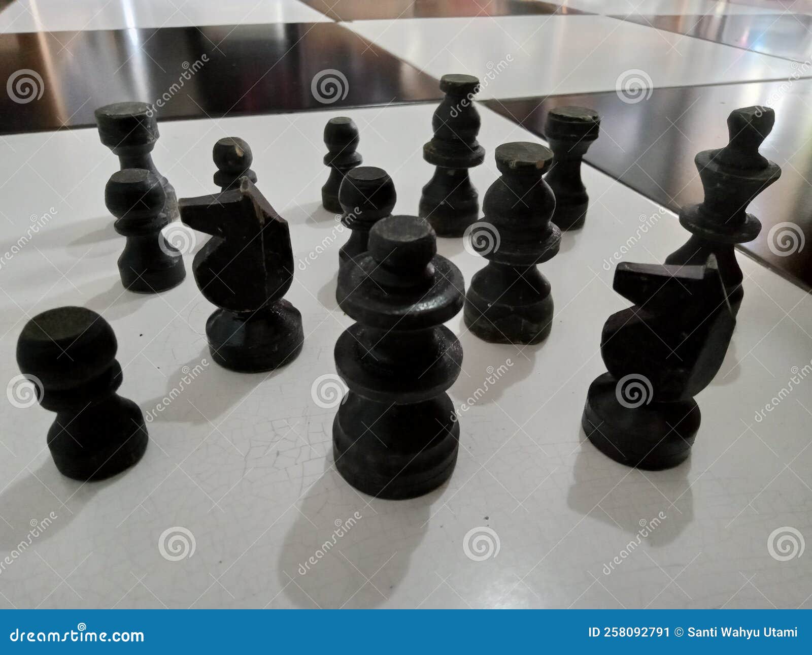 Black Chess Pieces on the Chess Floor Stock Image - Image of white ...