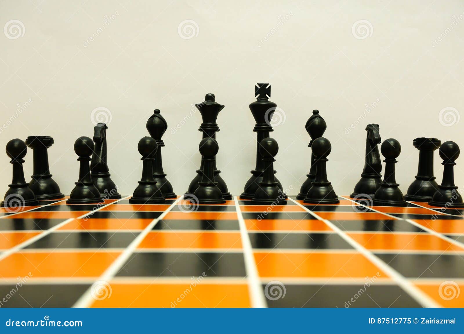 Black Chess Pieces Lined Up on Chess Board Stock Image - Image of ...