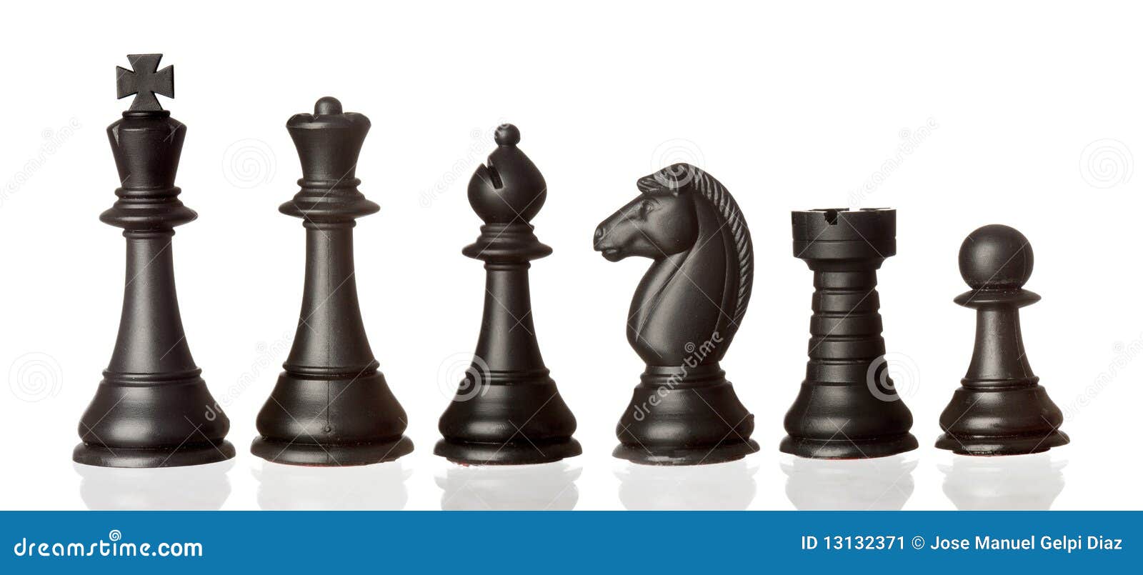 Black Chess Pieces in Order of Decreasing Stock Image - Image of ...