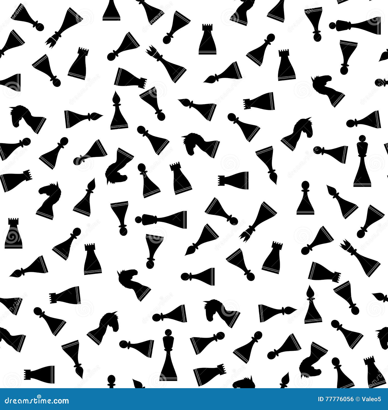 Black Chess Pieces Seamless Pattern Stock Vector - Illustration of logo ...