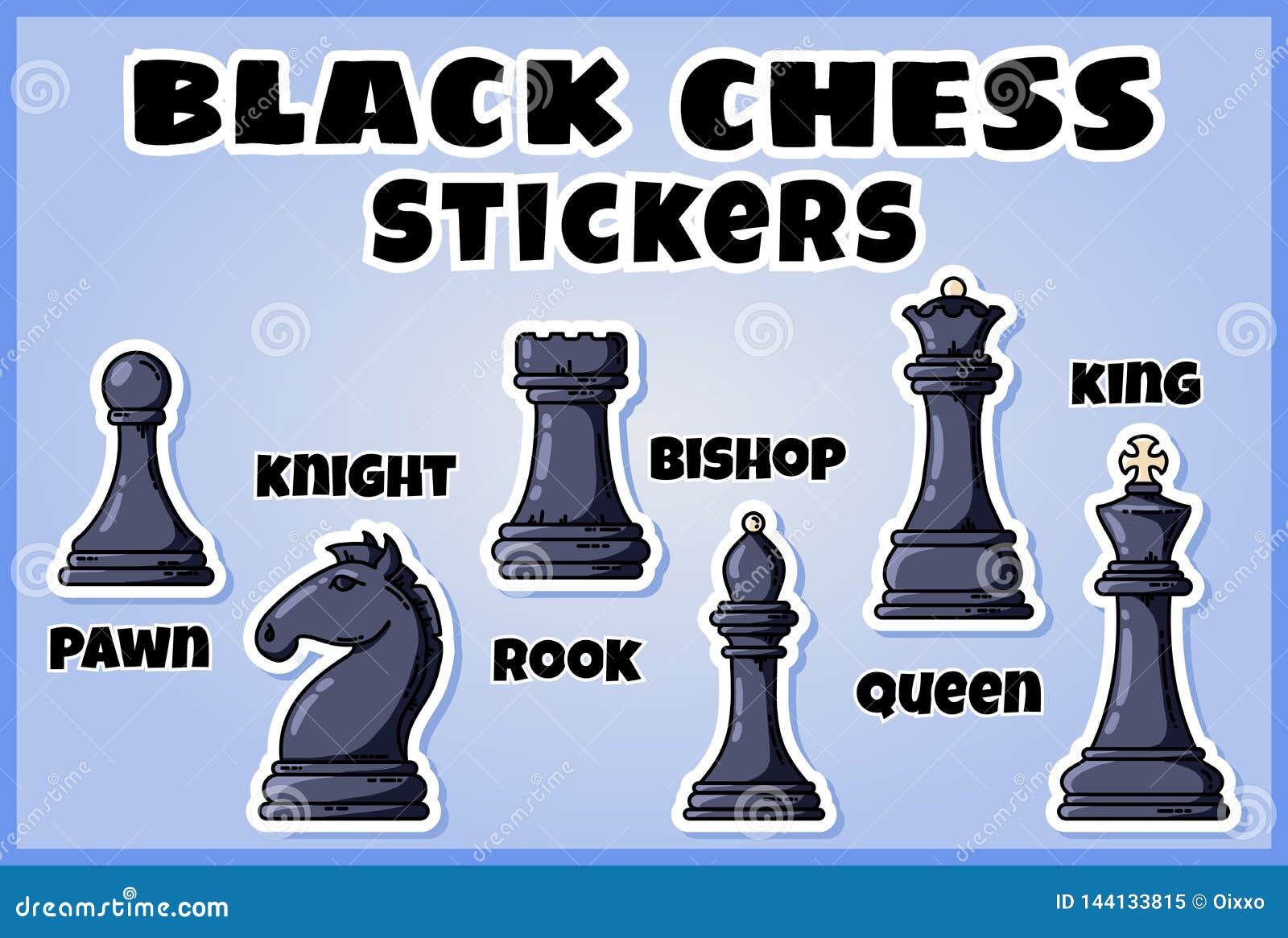 Black Chess Pieces Stickers Collection. Set of Chess Labels Stock ...