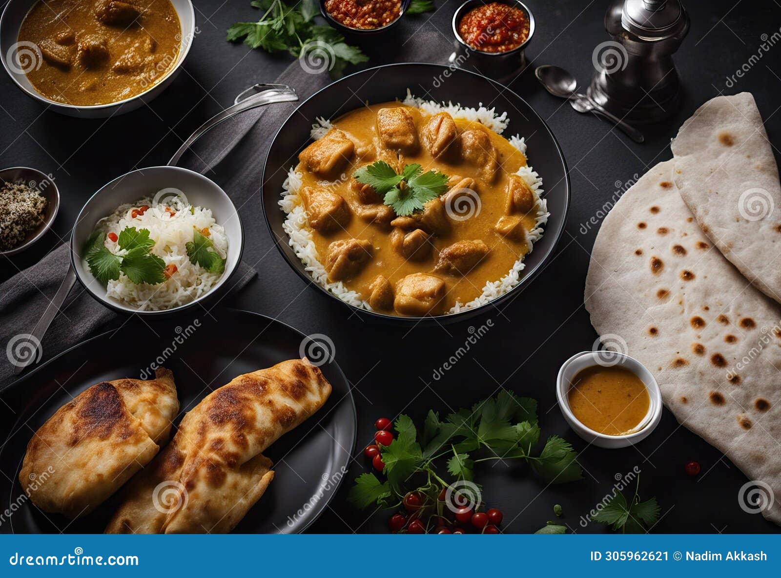 View Of Roti Canai And Chicken Curry. Roti Canai And Chicken Curry Is A ...
