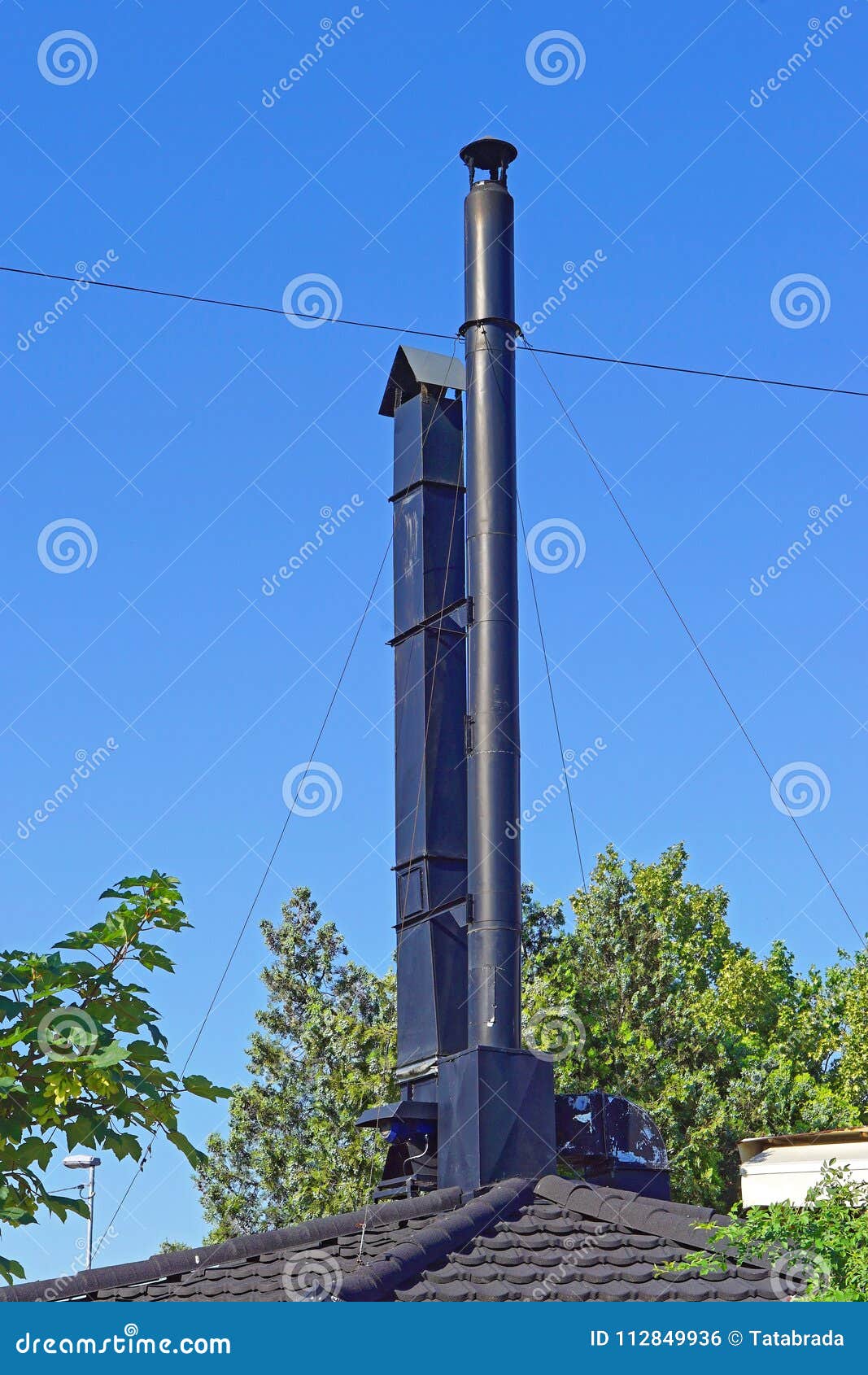 Black chimney stock photo. Image of metal, pipes, chimneys - 112849936