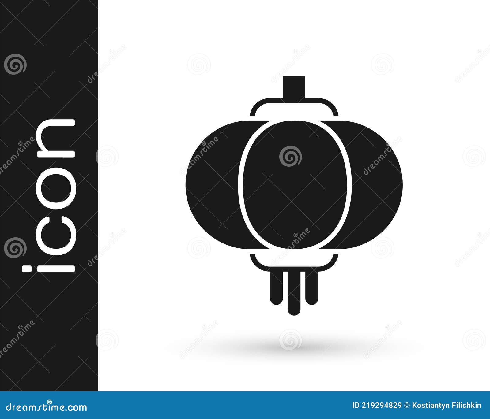 Black Chinese Paper Lantern Icon Isolated on White Background. Vector ...