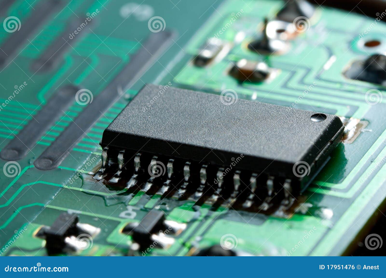 Black Chip on Circuit Board Stock Photo - Image of microelectronic ...