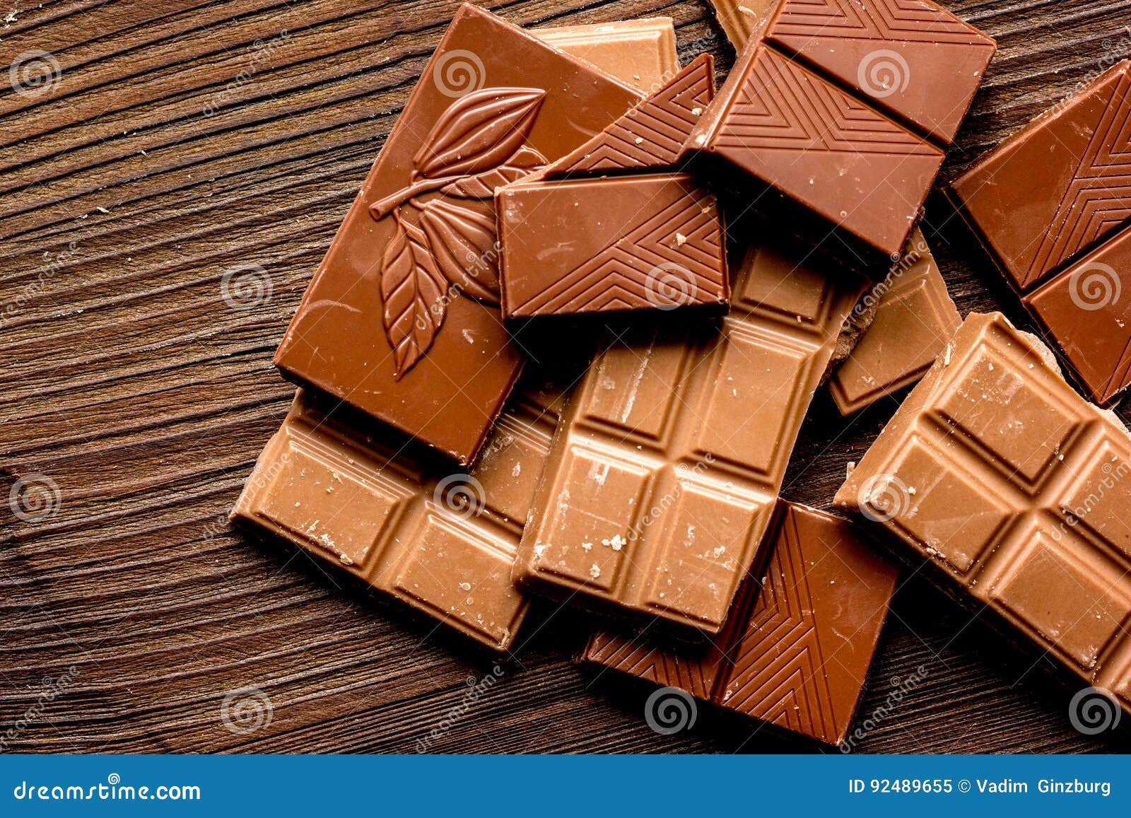 Black Chocolate Pattern on Wooden Background Top View Stock Image ...