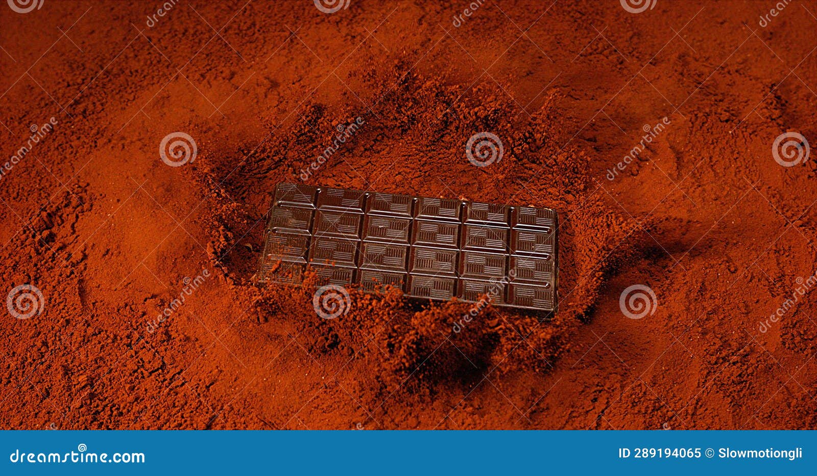 Black Chocolate Tablet Falling on Black Chocolate Powder Stock Image ...