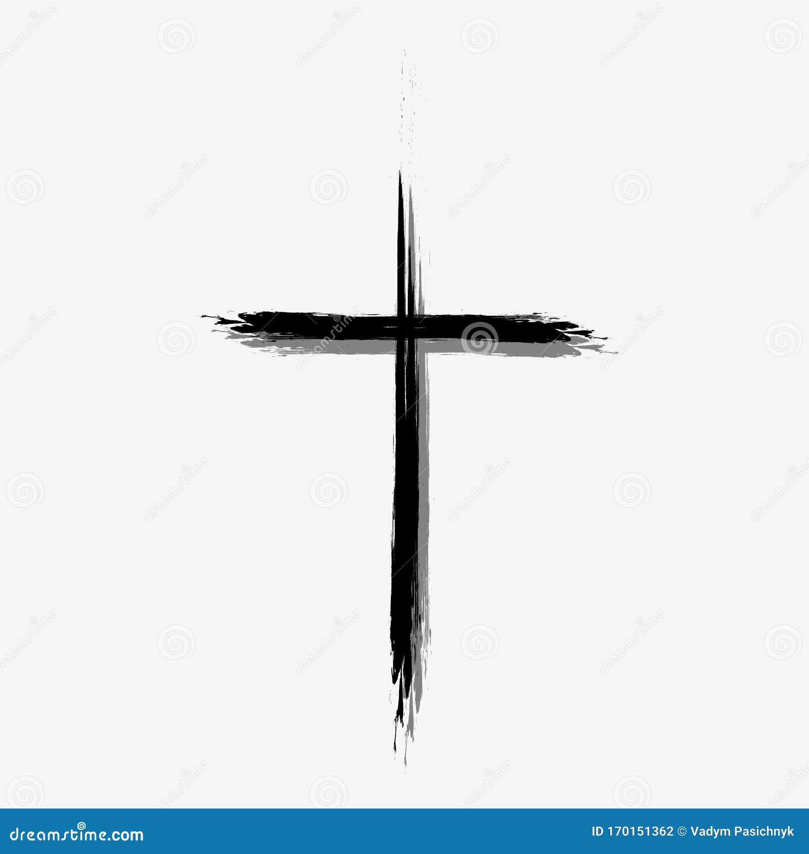 Black Christian Cross Icon Hand Drawn Christian Cross Abstract Linear