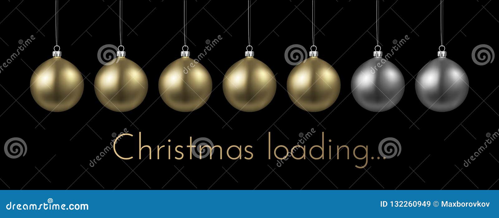 Christmas Loading Banner with Golden Christmas Balls. Stock Vector ...