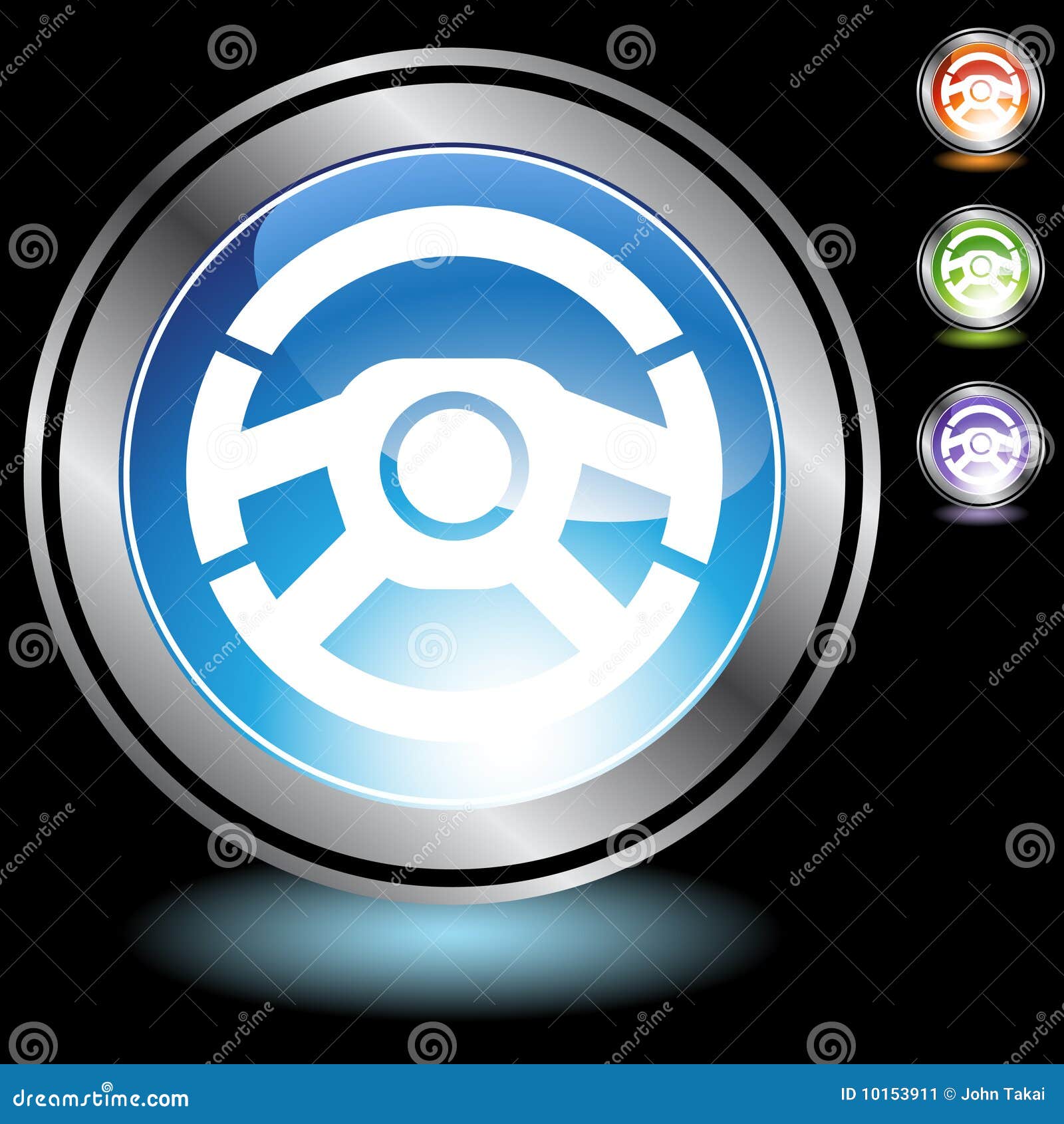 Black Chrome Icons - Steering Wheel Stock Vector - Illustration of ...