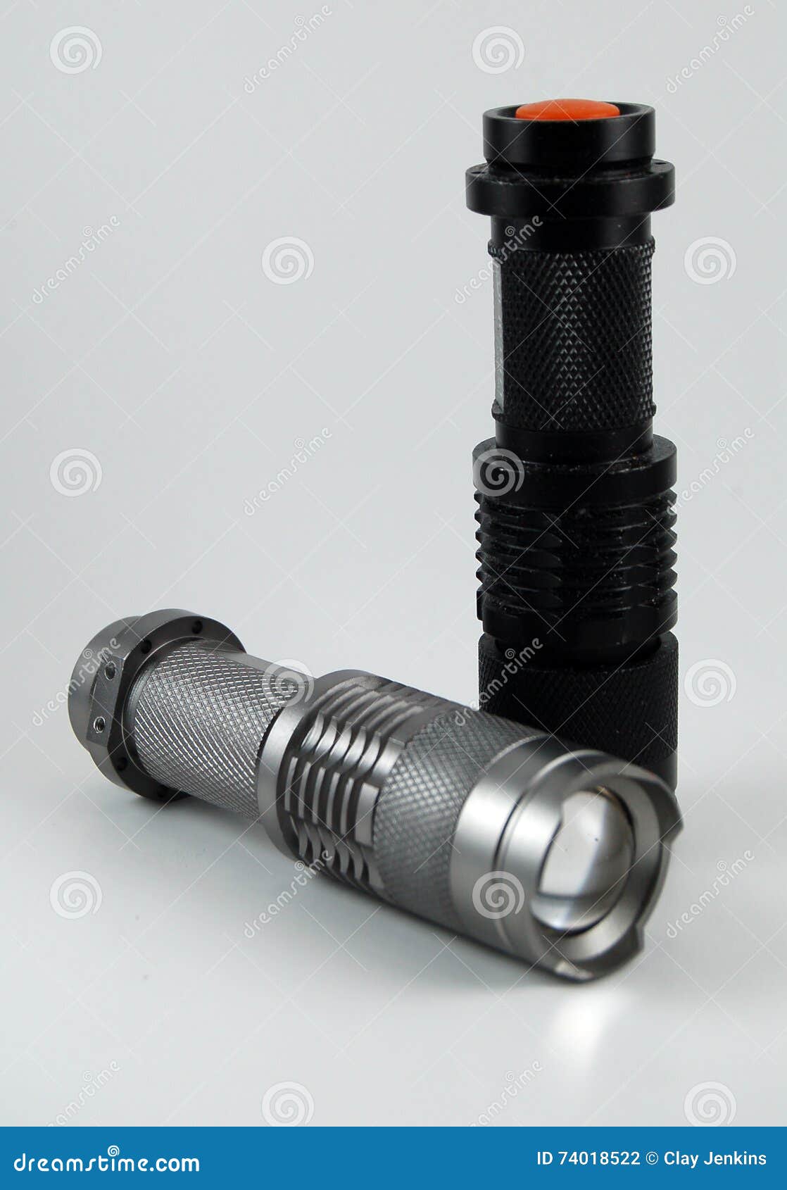 Black and Chrome Mini Metal Flashlights Stock Photo - Image of colored ...