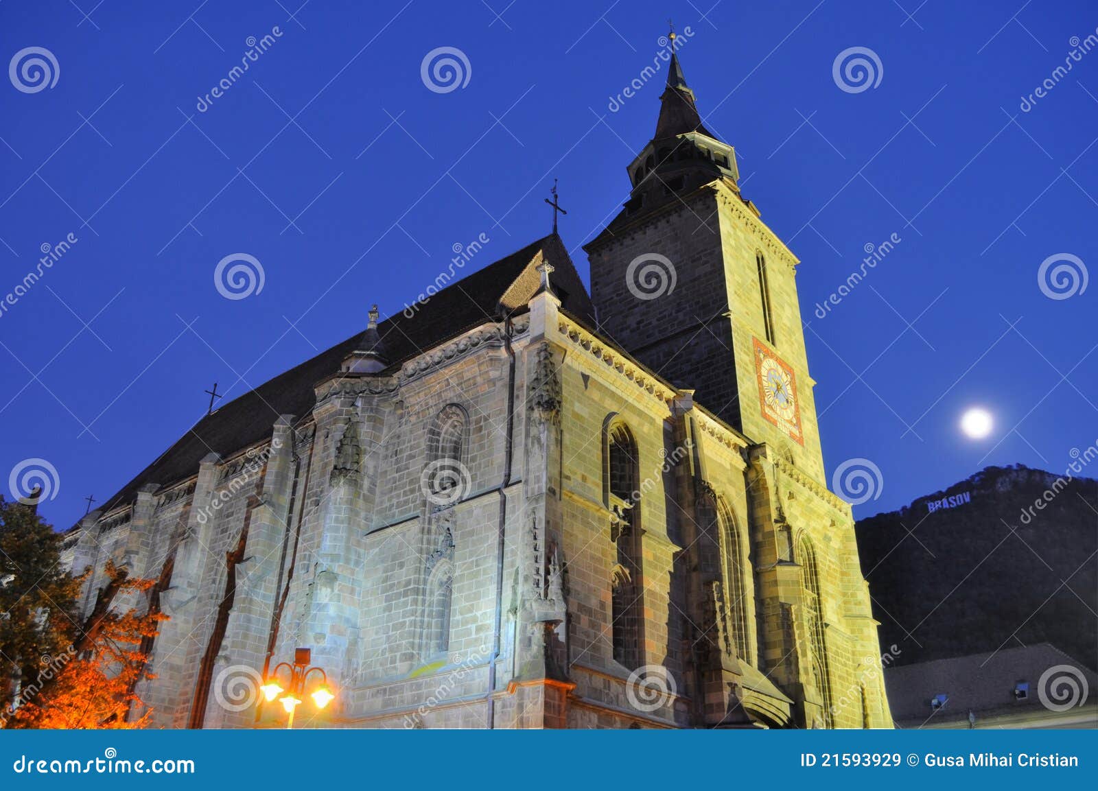 Black Church at Night, Transylvania, Full Moon Stock Image - Image of ...
