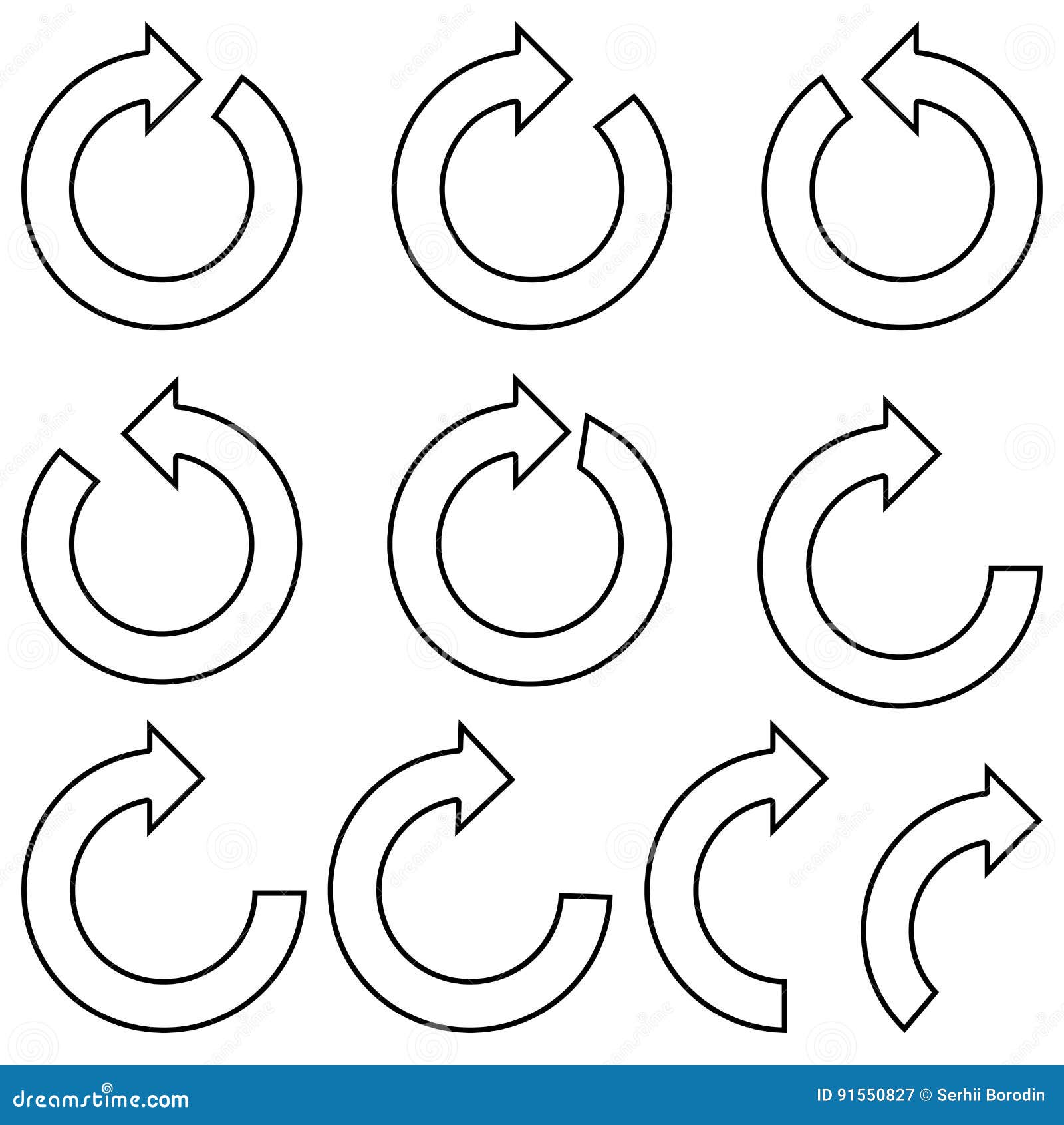 Black Circle Arrows Empty Fill. Stock Vector - Illustration of ...