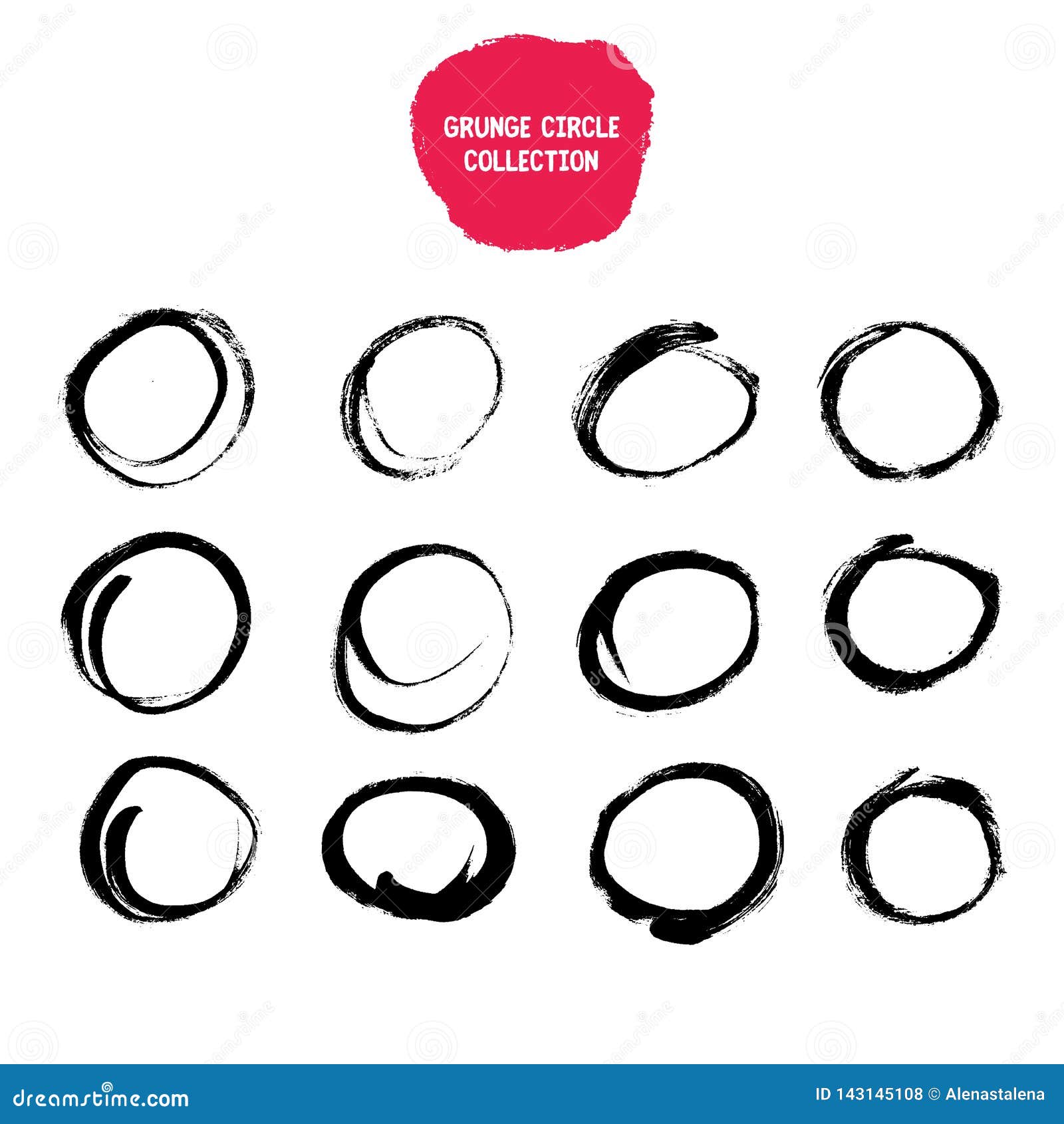 Black Circle Hand Drawn Set. Vector Isolated Round Doodle Design ...